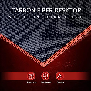 Lufeiya Black L Shaped Gaming Desk - 51 Inch Computer Corner Desks, Carbon Fiber Surface PC Desk Table with Monitor Stand for Home Office Writing, Black