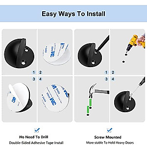 Door Stopper, Floor Door Stop Modern Black Door Stoppers Sound Dampening Rubber Bumper Adhesive Door Stops No Drilling Doorstop Wall Protector, Dome Shaped, 2 Pack