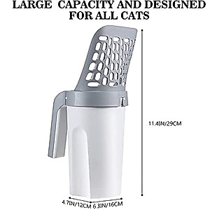 Cat Litter Scoop with Bag Holder, Integrated Detachable Deep Cat Litter Shovel with Poop Sifting and 120 Litter Bags