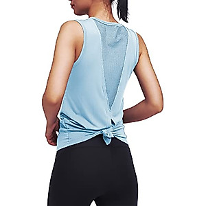 Mippo Women's Yoga Running Tank Tops - Sleeveless Summer Workout Shirts, Light Blue (M)