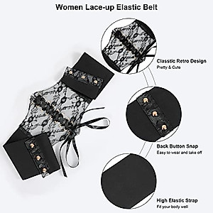 WHIPPY Women Lace-up Corset Waist Belt Transparent PVC Lace Crochet Petal Elastic Wide Belt for Dress