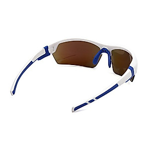 Pyramex Safety Products Venture Gear Tensaw Half-Frame High Performance Safety Eyewear, White-Blue Frame, Ice Blue Mirror Anti-Fog Lens