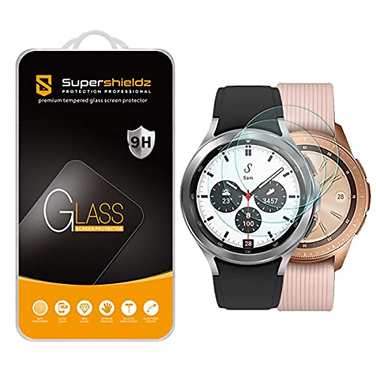 (3 Pack) Supershieldz Designed for Samsung Galaxy Watch 4 Classic (42mm) / Galaxy Watch (42mm) Tempered Glass Screen Protector Anti Scratch, Bubble Free