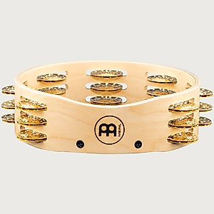 Meinl Percussion AE-CMTA3B Artisan Compact 8-Inch Maple Tambourine with 3 Rows of Hammered Brass Jingles
