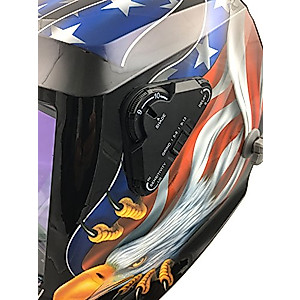 Instapark ADF Series GX990T Solar Powered Auto Darkening Welding Helmet with 4 Optical Sensors, 3.94" X 3.86" Viewing Area and Adjustable Shade Range #5 - #13 American Eagle