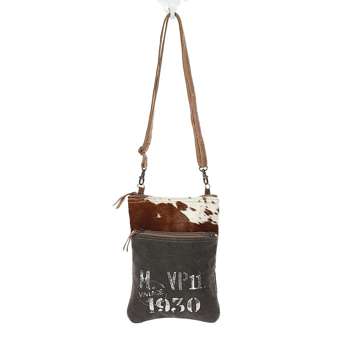 Myra Bag VP11 Cowhide & Upcycled Canvas Crossbody Bag S-1156