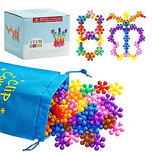 Chichalk Clip Connect 120 Piece Building Blocks | Diameter 1.26", STEM Building Toys Set Kindergarten Math Manipulatives for Kids Boys Girls, Educational Preschool Toys Activities Homeschool Supplies