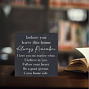 Inspirational Home Farmhouse Decor Desk Decor Wooden Box Sign Always Remember You are Braver Than You Think Rustic Black Wood Block Plaque Box Sign for Women Family Friends Shelf Table Decoration