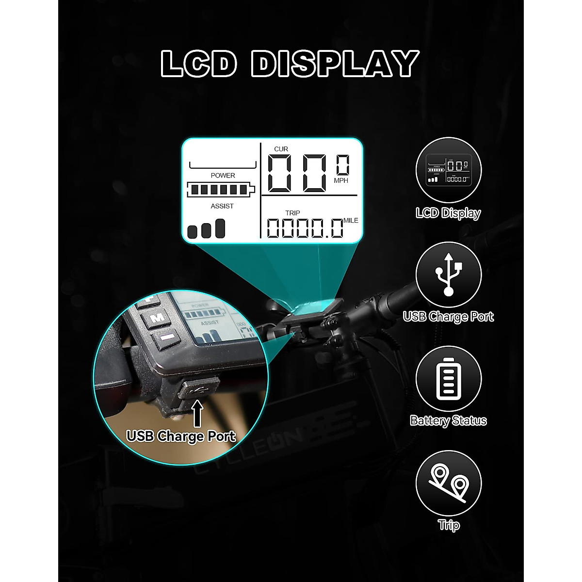 CycleOn Electric Bike for Adults: Valley Ride 750W Electric Bike 48V 10Ah Battery, 26'' Fat Tire Electric Bike Dual Shock Absorber, 7-Speed Electric Bicycles for Commute Mountain Beach Snow, Red