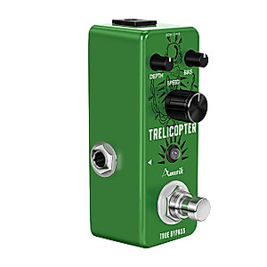 Amuzik Tremolo Guitar Effect Pedal Classic Trelicopter Effects Pedals Analog Tremolo Pedal for Electric Guitar True Bypass Mini Size