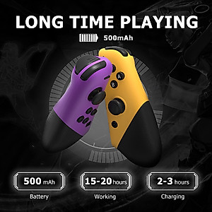 Joycon Controller Replacement for Switch Joycon,Alternatives for Left and Right Joy Con Controller,L/R Switch Controller Support Wake-up Function with Grip Stand (Purple and Orange)