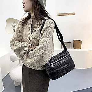 Quilted Crossbody Bag for Women Puffy Shoulder Bag Padded Puffer Messenger Bag Hobo Bag with Inner Pocket