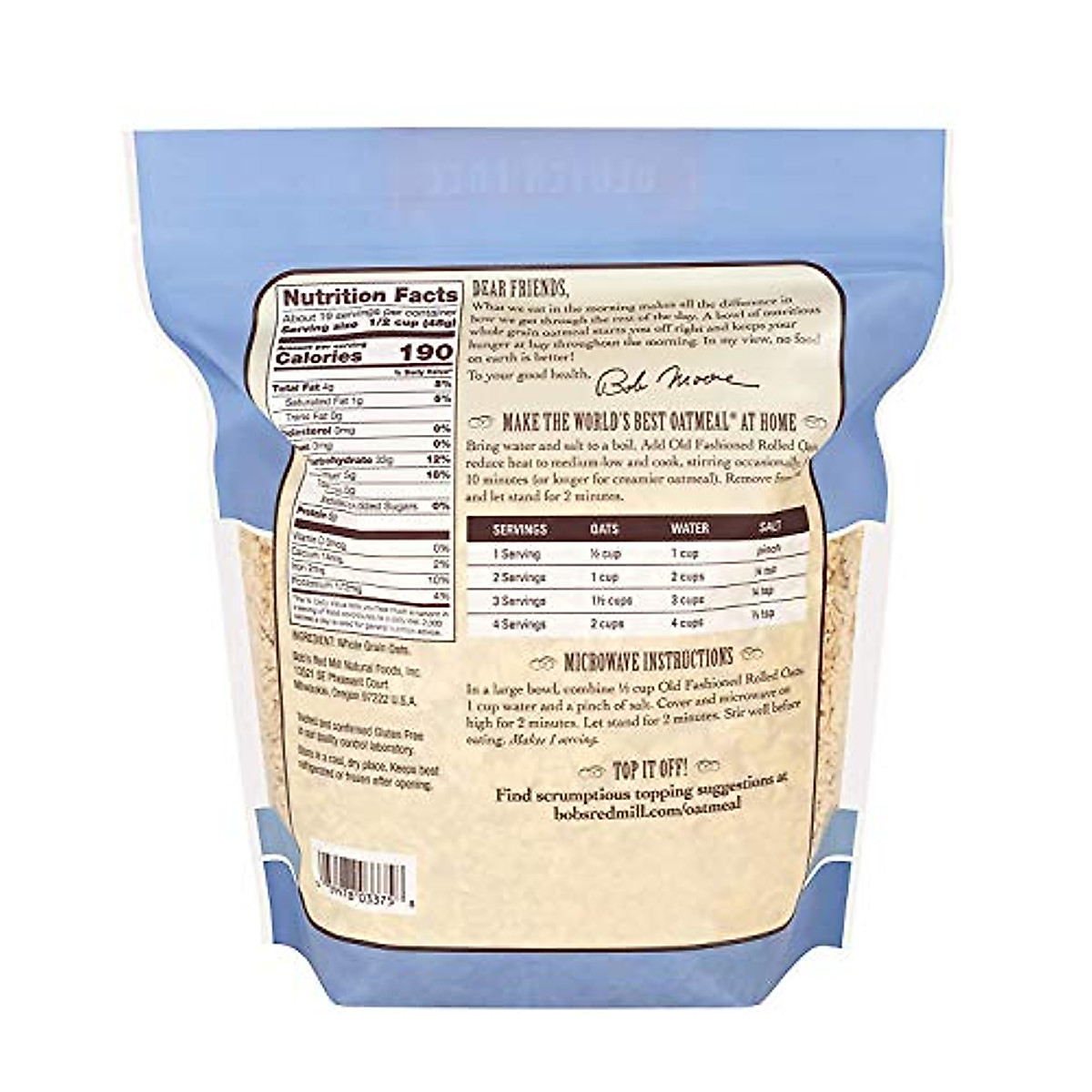 Bob's Red Mill Gluten Free Old Fashion Rolled Oats (32 Ounce, Pack of 2)