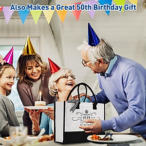 50th Birthday Gift for Women, Canvas Tote Bag for Women 1974, Keepsake Gift for Her Turning 50, 50th Birthday Party Decorations, Great 50th Birthday Gift Packaging Bags, 50th Birthday Gifts for Her