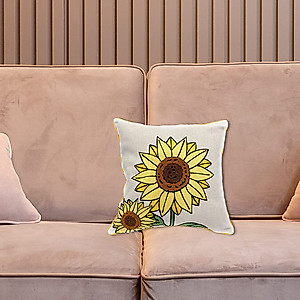 Pillow for Case Sunflower Embroidery Cushion Cover Home Decorative Pillow Cover Sofa Car Bedroom Living Room Office Supp Pillow Cases Standard Size Set of 4 Blue