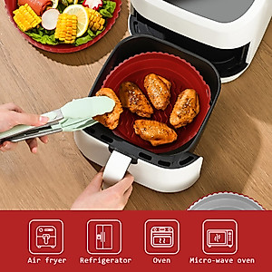 Air Fryer Silicone Liners Air Fryer Liners - 2 Pack Foldable Air Fryer Pot Reusable Air Fryer Baskets 8.5 Inches Round Air Fryer Accessories Replacement for Parchment Liner Paper…