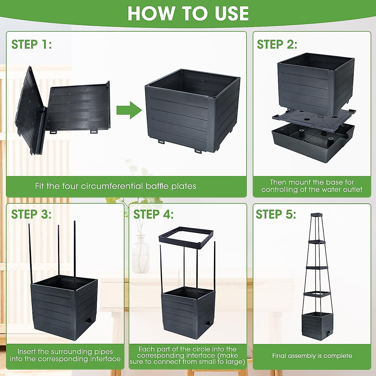 MYMULIKE Raised Garden Bed Planter Box with Trellis, 58” Tomato Cage Planter Raised Garden Bed with Trellis for Climbing Vegetables Plants Tomato Cage w/Self-Watering, Indoor Outdoor Use (2)