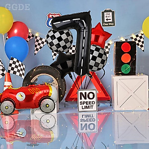 Race Car Birthday Balloons 40 Inch Racetrack Number Balloon 7 Black Boys 7st Birthday Race Car Theme Party Decor Supplies 5 Pcs