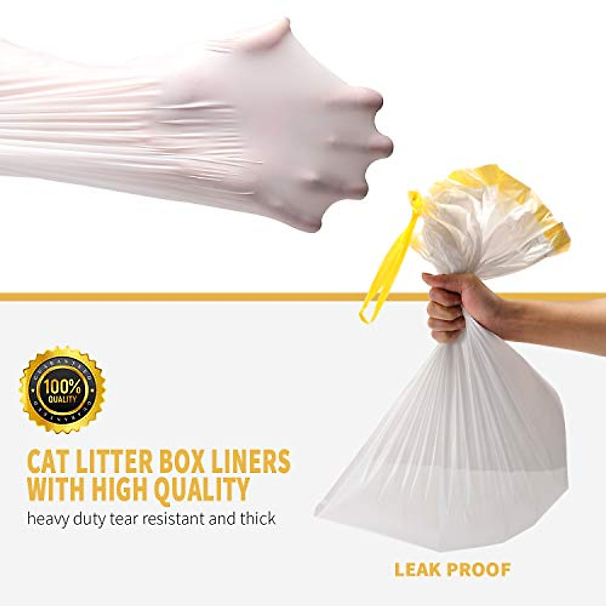 KONE Cat Litter Box Liners, 14 Count Jumbo Extra Durable Large Drawstring Kitty Litter Pan Bags Cat Waste Litter Bags Pet Cat Supplies (36" x 18")