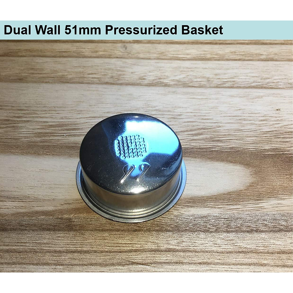 Joytata 51mm Pressurized Filter Basket Stainless Steel Dual Wall Portafilter Basket Double Wall Espresso Basket Double Filter Basket Replacement Fits Delonghi Breville Mr Coffee Espresso Machine-2 Cup