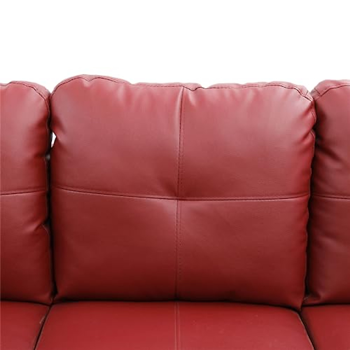 NOTOP 3-Piece Faux Leather L-Shaped Sectional Sofas, Button Tufted Upholstered Couch Set with Right Chaise Longue and Storage Ottoman, for Living Room, Home, Office, Red