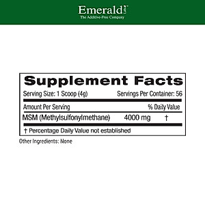 EMERALD LABS MSM Powder 4,000 mg - Plant Sourced Methylsulfonylmethane for Joint Discomfort, Stress Relief, and Healthy Immune Function - 8 Oz