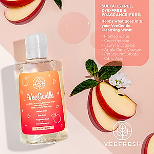 VeeFresh - VeeGentle pH Balanced Feminine Wash with Apple Cider Vinegar - Gentle, Soothing Vaginal Wash Cleanser, 250ml Intimate Soap for Women - Hypoallergenic Feminine Hygiene Wash for Odor Control