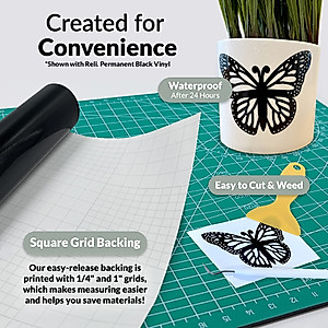 Reli. Black Permanent Vinyl | 12" x 35 FT Roll (Glossy) | Scraper Tool Included | Adhesive Vinyl Compatible w/Cricut & Silhouette Cutting Machines | Vinyl Roll for Signs, Tumblers, Mugs, Cars & More