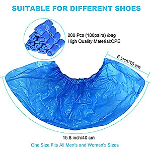 200Pcs/100Pairs Waterproof Shoe Covers Disposable Non Slip, Disposable Shoe Covers for Indoors, Premium Shoes Protectors Boot Covers, CPE Plastic Shoe Booties for Shoes Covers, Fit All Men&Women DHOOZ