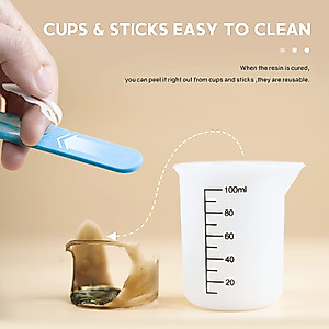 Silicone Measuring Cups for Epoxy Resin,JANCHUN Resin Supplies with 250&100ml Silicone Cups,Silicone Hard Stir Sticks,Epoxy Mixer,Color Cups,Mixing Tools for Resin,Molds,Jewelry Making, Easy to Clean