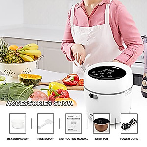 Mishcdea Smart Mini Rice Cooker 3 Cups Uncooked, One-Touch Small Rice Cooker 6 Cups Cooked, Personal Rice Multicooker Steamer With Non-Stick Inner Pot Delay Timer & Keep Warmer, For 1-2 People, White