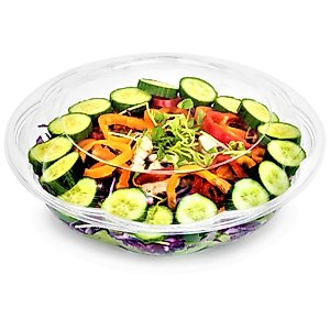 Green Direct 64 oz. Salad Containers with Lids - Pack of 10 | Clear Plastic Salad Bowls for Lunch, Serving, and Mixing