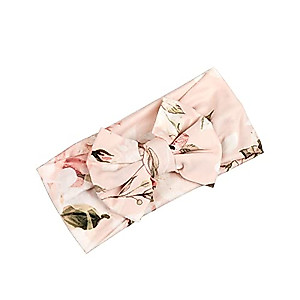 Galabloomer Newborn Receiving Blanket Headband Set Flower Print Baby Swaddle Receiving Blankets Vintage Rose