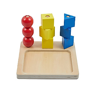 Adena Montessori Inspired Toys 3 Colored Solids on Dowels Toys Designed for 1 2 3 Years Old Toddlers Shape Sorting Toys