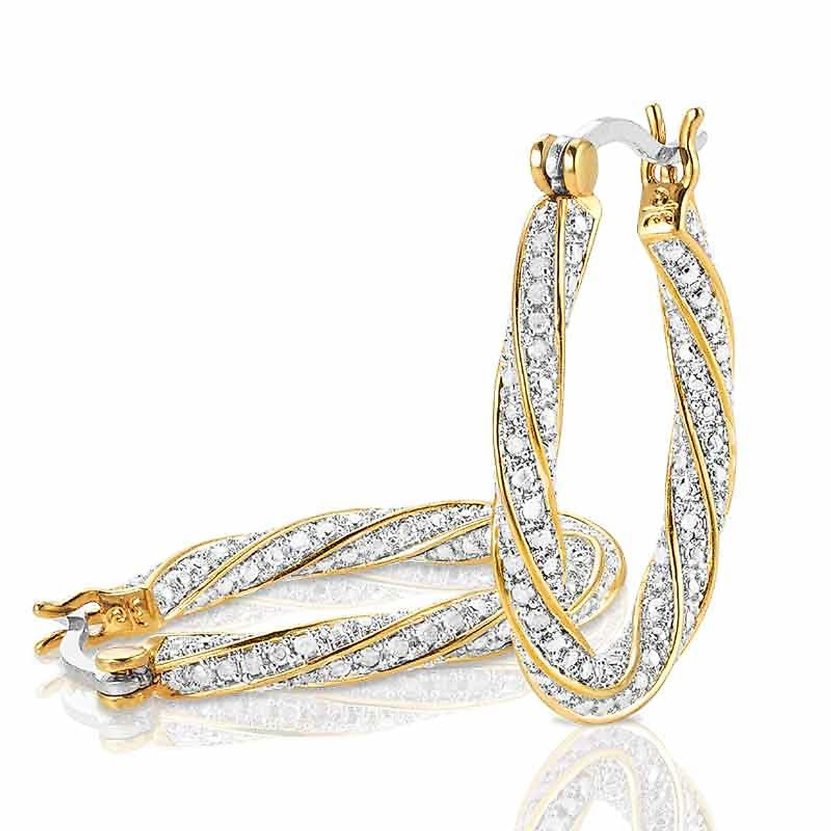 Dazzling Diamond Swirl Hoops - Women's Earrings - Gifts for Her #6207-0016