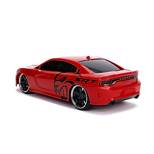 Jada Toys Big Time Muscle Hyperchargers RC - 2015 Dodge Charger SRT Hellcat, USB Charging, 2.4Ghz, Glossy Red