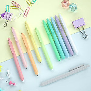 Retractable Pastel Gel Ink Pens, Shuttle Art 11 Pack Black Ink Pens, Cute Pens 0.5mm Fine Point for Writing Journaling Taking Notes School Office Home