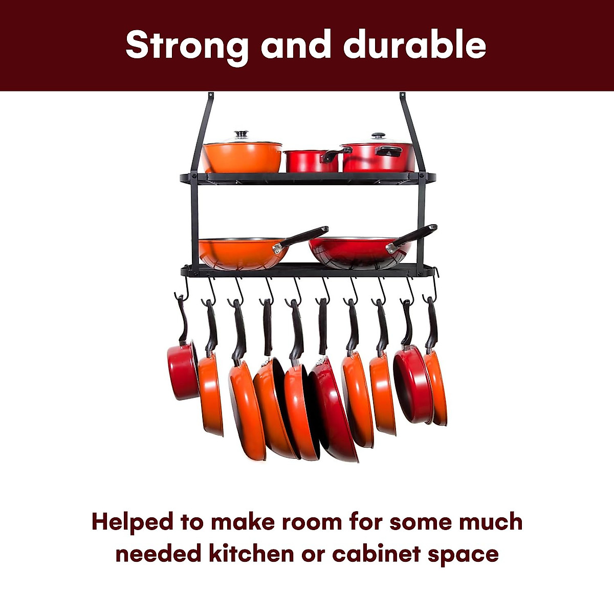 Vdomus pot rack hooks black S style for kitchen pot hanging, set of 10 (black)