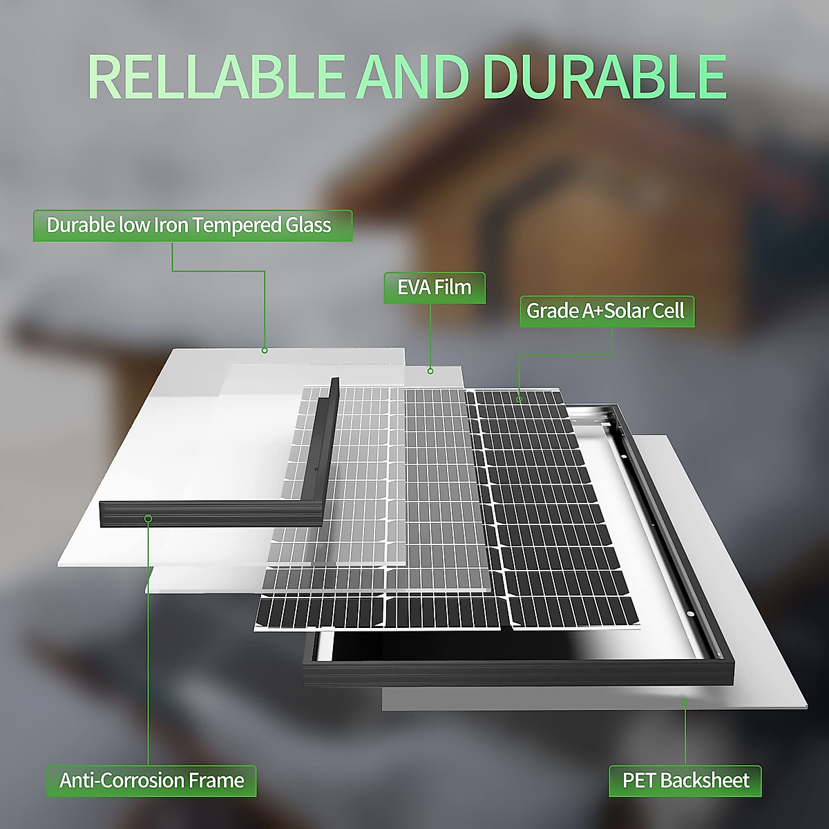 JJN Solar Panel 4PCS 100W 12V Solar Module High Efficiency 9BB Monocrystalline Solar Panel for RV Home Boat and Other Off Grid System