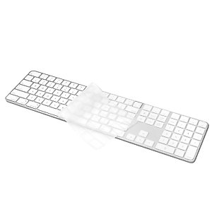 ProElife Ultra Thin Silicone Keyboard Cover Skin for 2022 Mac Studio & 2021 Apple iMac 24'' M1 Chip Magic Keyboard 2 with Numeric Keypad Touch ID A2520 Accessory U.S Enter Soft Protector, Transparent