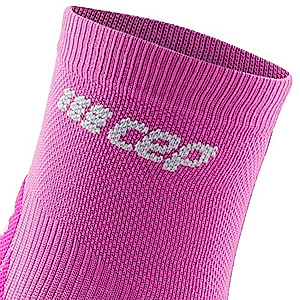 CEP Women's Ultralight Short Crew Sock Electric Pink/Light Grey Size 4