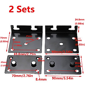 Antrader 2 Sets Universal Wood Bed Rail Hook Plates, Bed Frame Bed Post Double Hook Slot Bracket Accessories,Black,Screws Included