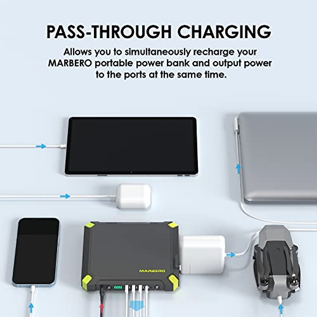 MARBERO Portable Power Bank with AC Outlet 24000mAh Peak 120W Small Laptop Charger Power Source Camping Battery Pack with Carrying Bag Emergency Backup for iPhone Samsung Home Office Business School
