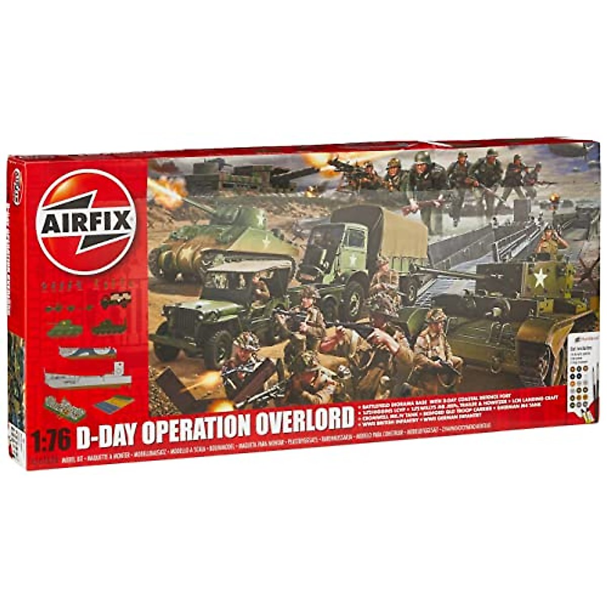 Airfix D-Day Operation Overlord 1:76 WWII Military Diorarama Plastic Model Kit Set A50162A, Multicolor