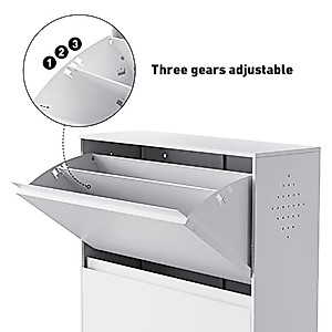 WIILAYOK Shoe Cabinet - Freestanding or Wall Mounted Shoe Storage Organizer with 3 Flip Drawers and Adjustable Shelves - Ideal for Entryway, Hallway, Closet - White