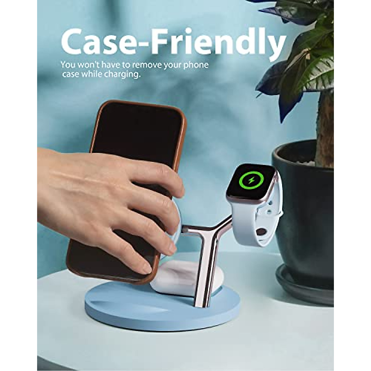 ZECHIN 3-in-1 Charging Station with Apple MFi Certification, Wireless Charging Station for iPhone 13, 12, Pro, Pro Max, Mini, AppleWatch and AirPods, Wireless Chargers Support Fast Charging