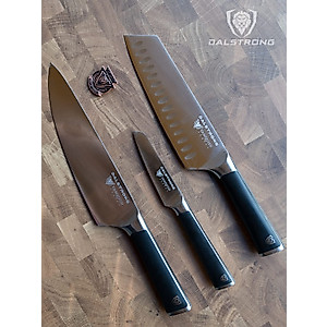 Dalstrong 3 Piece Knife Set - Vanquish Series - Forged High Carbon German Steel - Black POM Handle - Chef Knife, Santoku and Paring - Razor Sharp Kitchen Set - NSF Certified