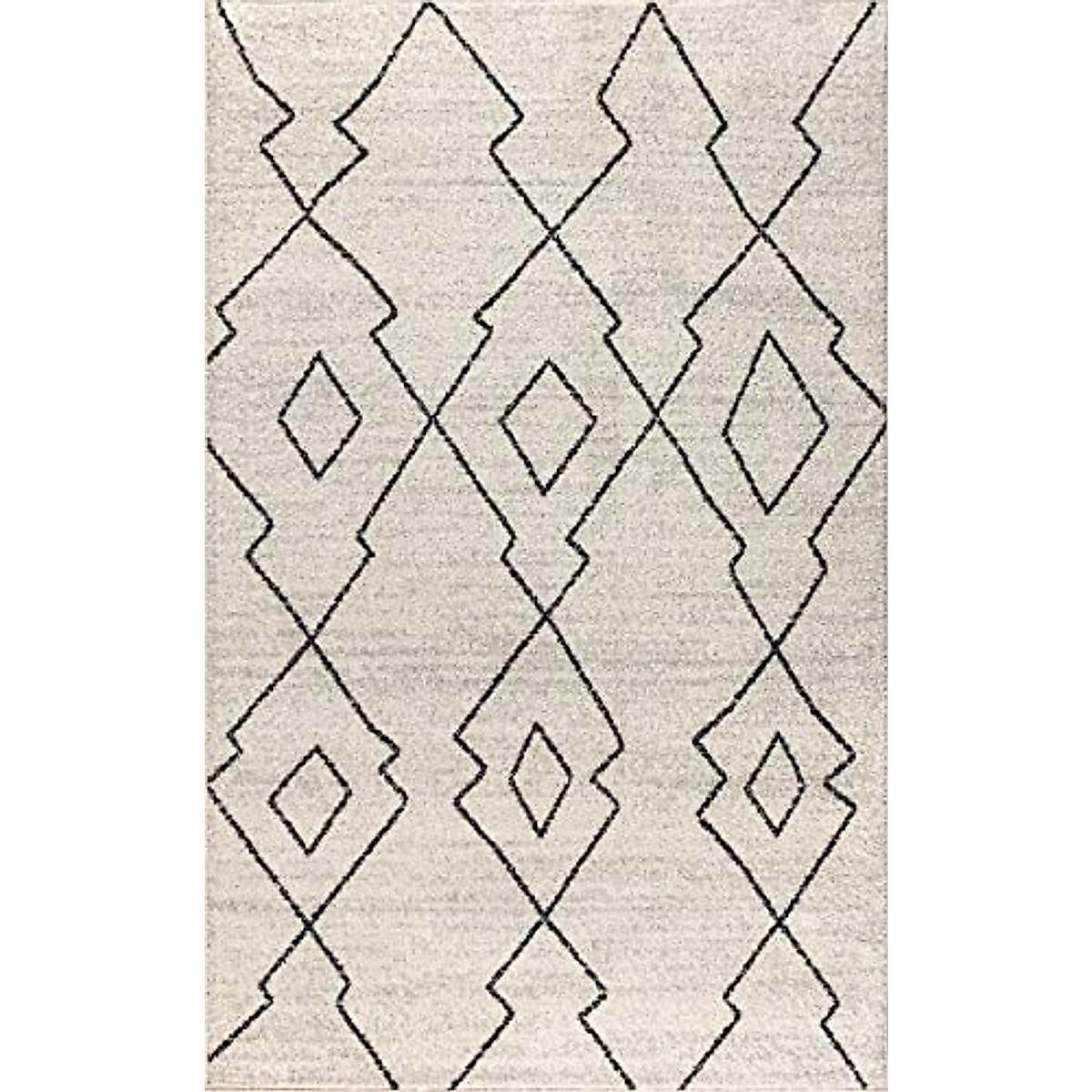 JONATHAN Y MOH202A-5 Alia Moroccan Beni Souk Indoor Farmhouse Area-Rug Bohemian Minimalistic Geometric Easy-Cleaning Bedroom Kitchen Living Room Non Shedding, 5 X 8, Cream,Black