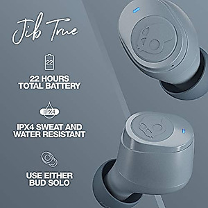 Skullcandy Jib True In-Ear Wireless Earbuds, 22 Hr Battery, Microphone, Works with iPhone Android and Bluetooth Devices - Chill Grey