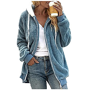 Winter Coats for Women Fashion,Scrub Jackets for Women Puff Sleeve Kawaii Teen Girls Hoodies Tops Aesthetic Plus Size Packable Pea Coat Blazer Heated Jackets for Women Blue